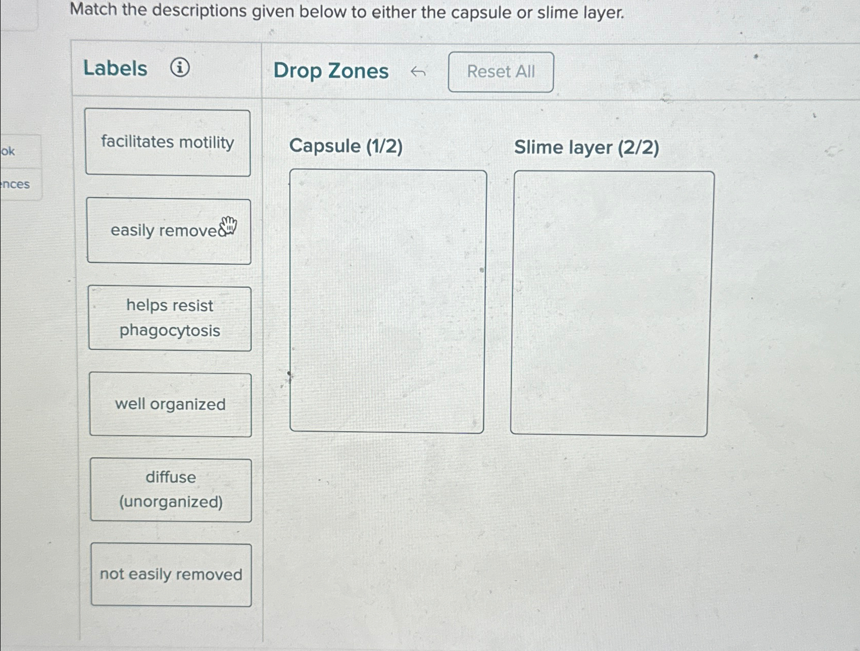 Solved Match the descriptions given below to either the | Chegg.com