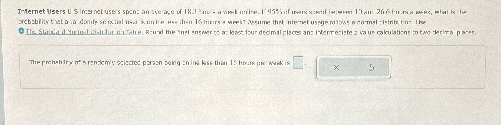 Solved Internet Users U.S internet users spend an average of | Chegg.com