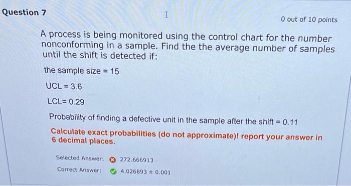 Solved A process is being monitored using the control chart | Chegg.com