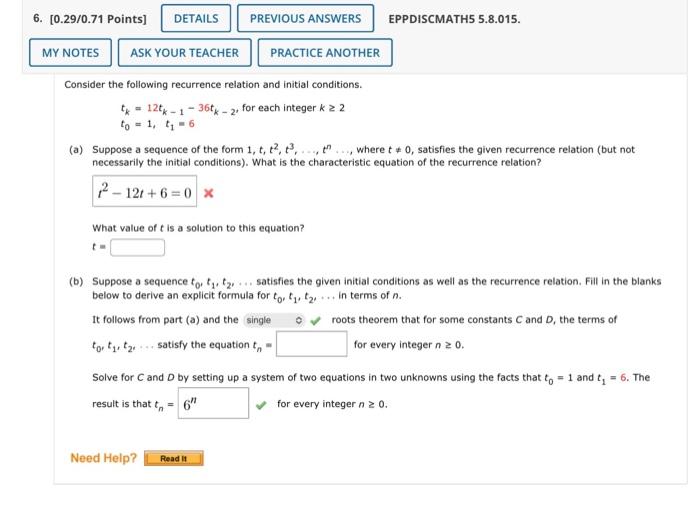 Solved Consider the following recurrence relation and | Chegg.com