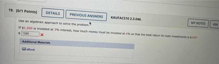 Solved Use an algebraic approach to solve the problem. If | Chegg.com