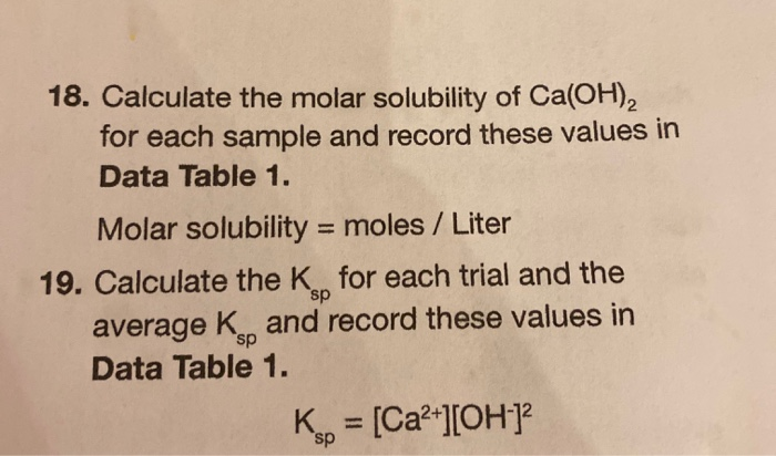 Solved Data Table 1: Titration of Calcium Hydroxide with | Chegg.com
