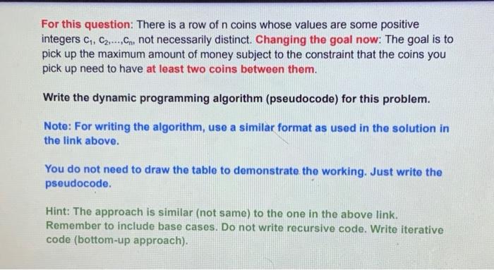 Solved The Coin row problem is described in (link on Canvas) | Chegg.com