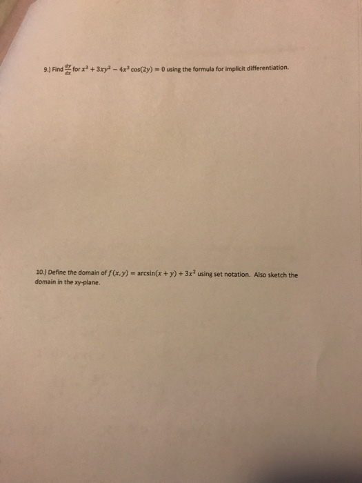Solved for x + 3xy? - 4x' cos(2y) = 0 using the formula for | Chegg.com