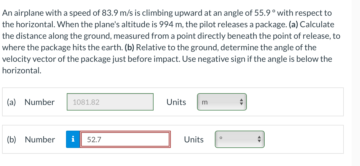 Solved An airplane with a speed of 83.9ms ﻿is climbing | Chegg.com