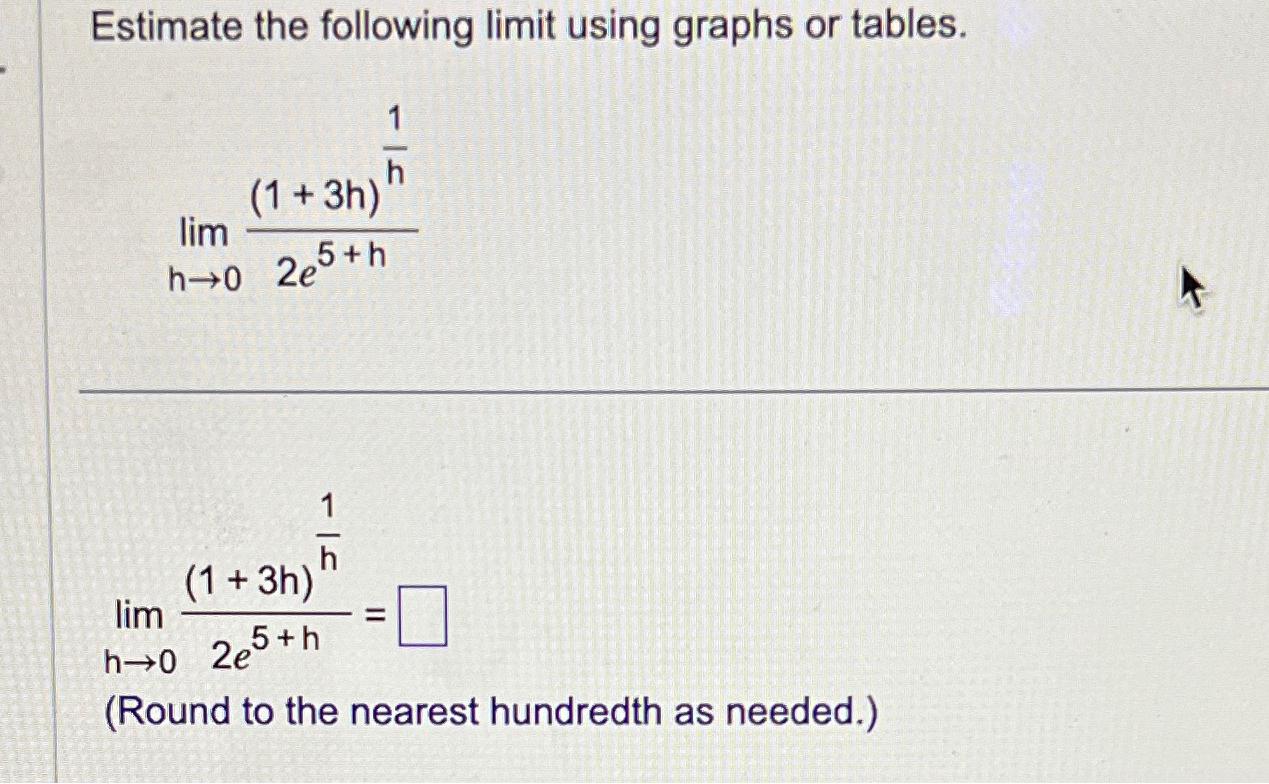 Solved Estimate the following limit using graphs or | Chegg.com