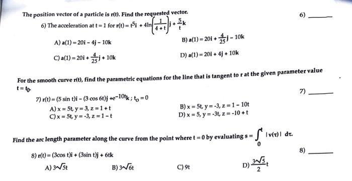 Solved The position vector of a particle is r(t). Find the | Chegg.com