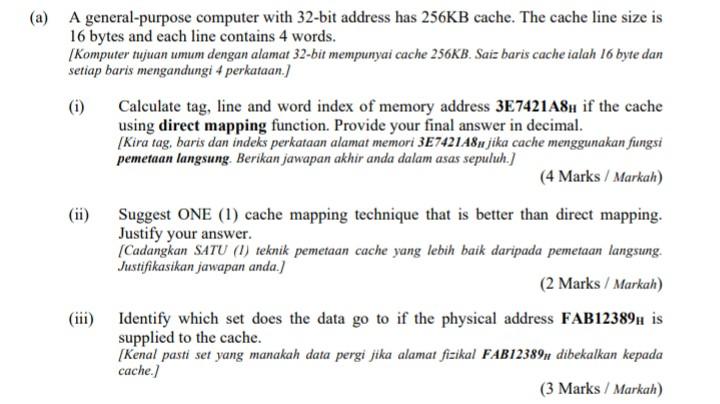 Solved (a) A general-purpose computer with 32-bit address | Chegg.com