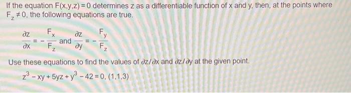 Solved If the equation F(x,y,z) = 0 determines z as a | Chegg.com