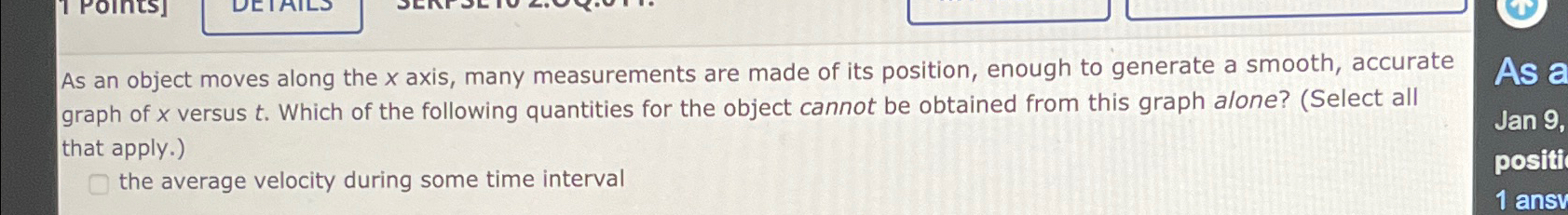 Solved As an object moves along the x ﻿axis, many | Chegg.com