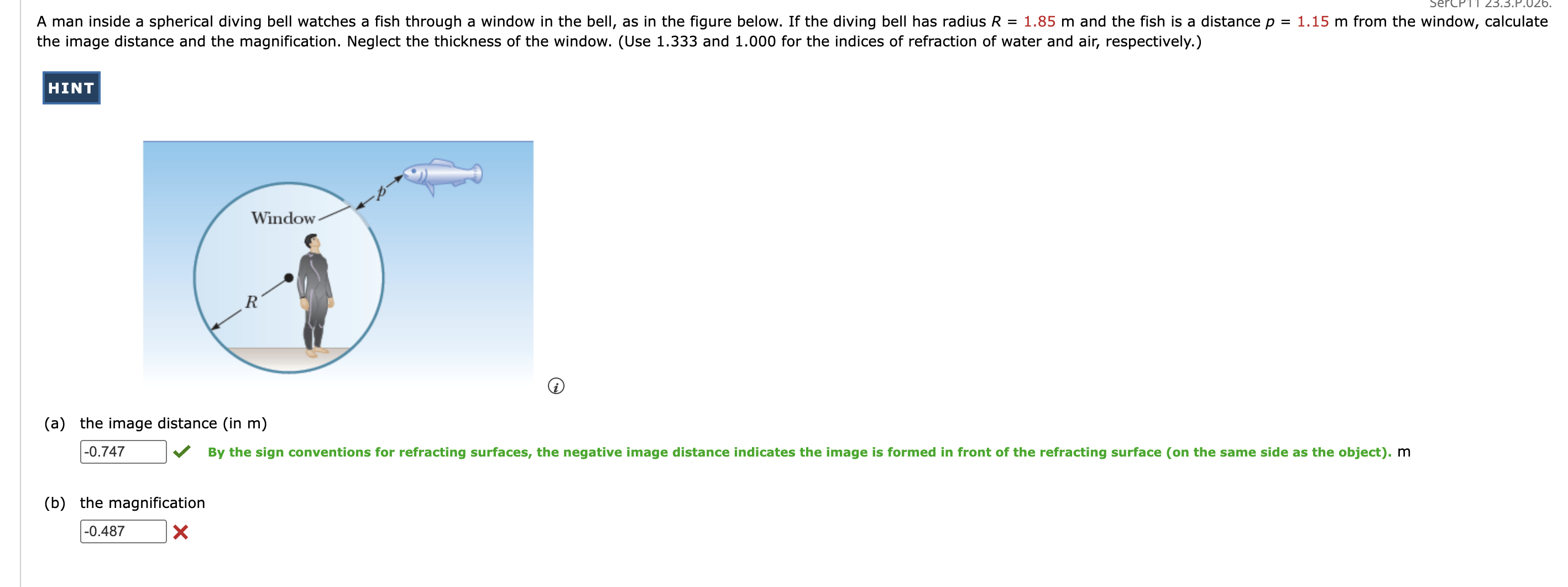 Solved the image distance and the magnification. Neglect the | Chegg.com