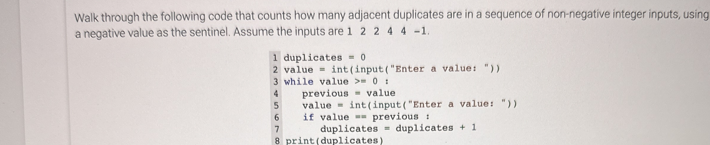 Solved Walk through the following code that counts how many | Chegg.com