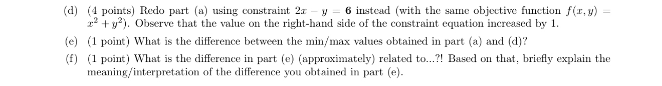 Solved (d) (4 ﻿points) ﻿Redo part (a) ﻿using constraint | Chegg.com