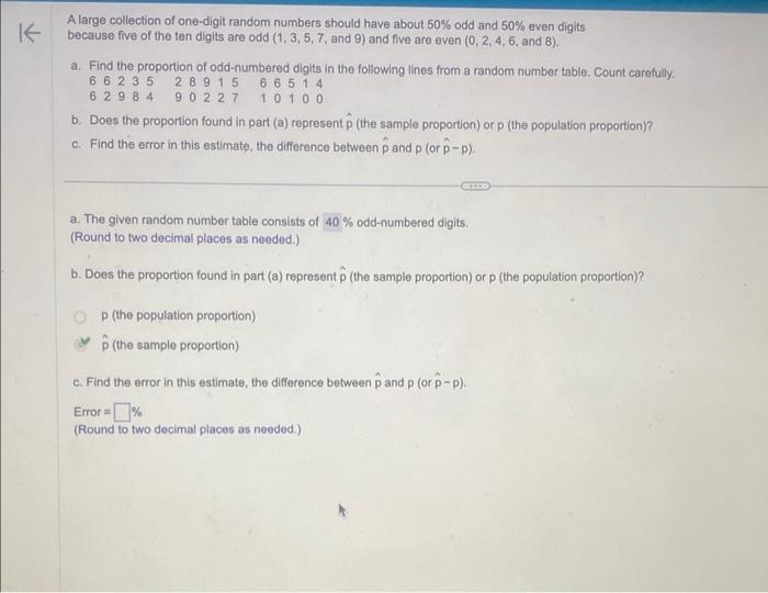 Solved A Large Collection Of One Digit Random Numbers Should