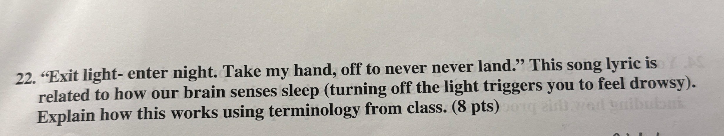 Solved "Exit light- ﻿enter night. Take my hand, off to never | Chegg.com