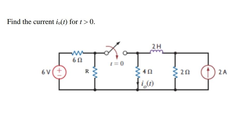 Solved Find the current i0(t) for t>0. | Chegg.com