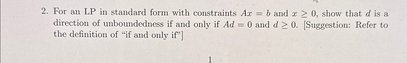 Solved For an LP in standard form with constraints Ax=b ﻿and | Chegg.com