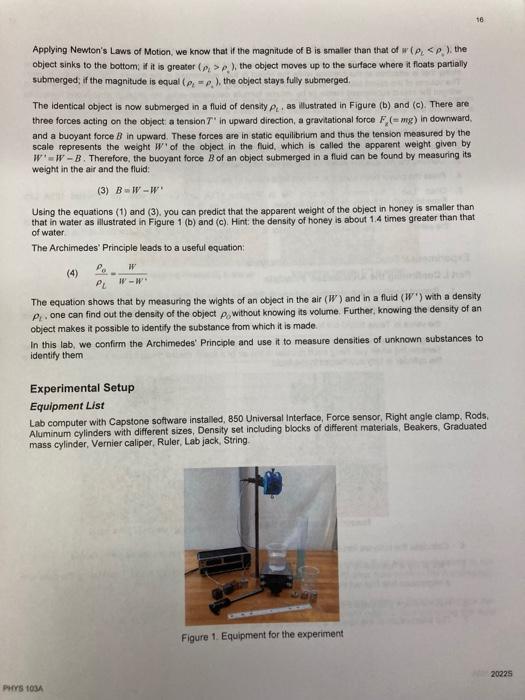 Solved 15 Lab 7: Archimedes' Principle and Density | Chegg.com