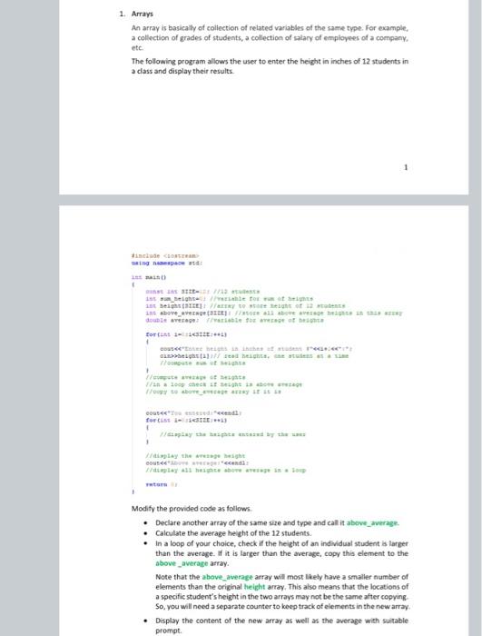 Solved 1 Arrays An Array Is Basically Of Collection Of 4358