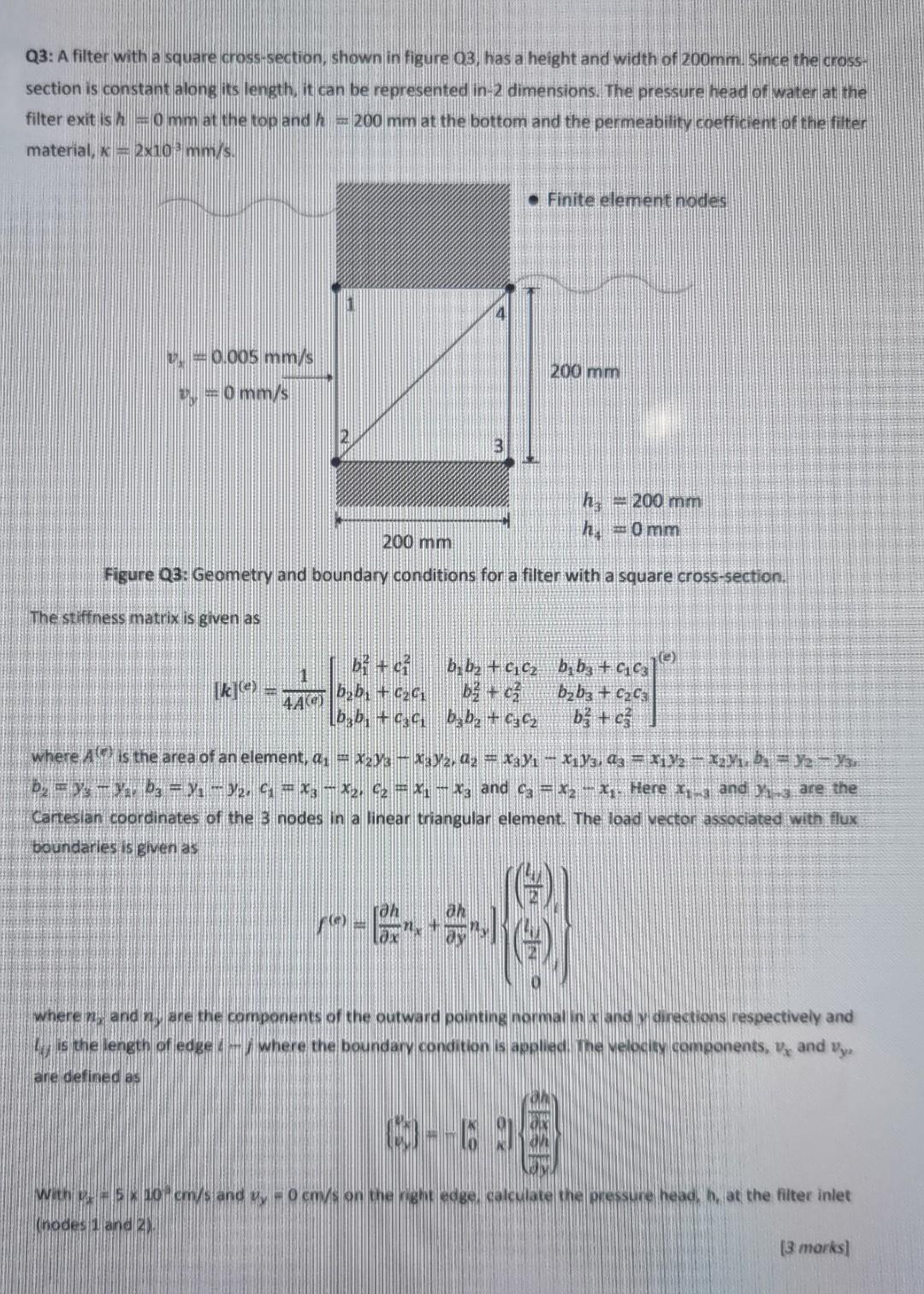 Solved Q3: A filter with a square cross section, shown in | Chegg.com