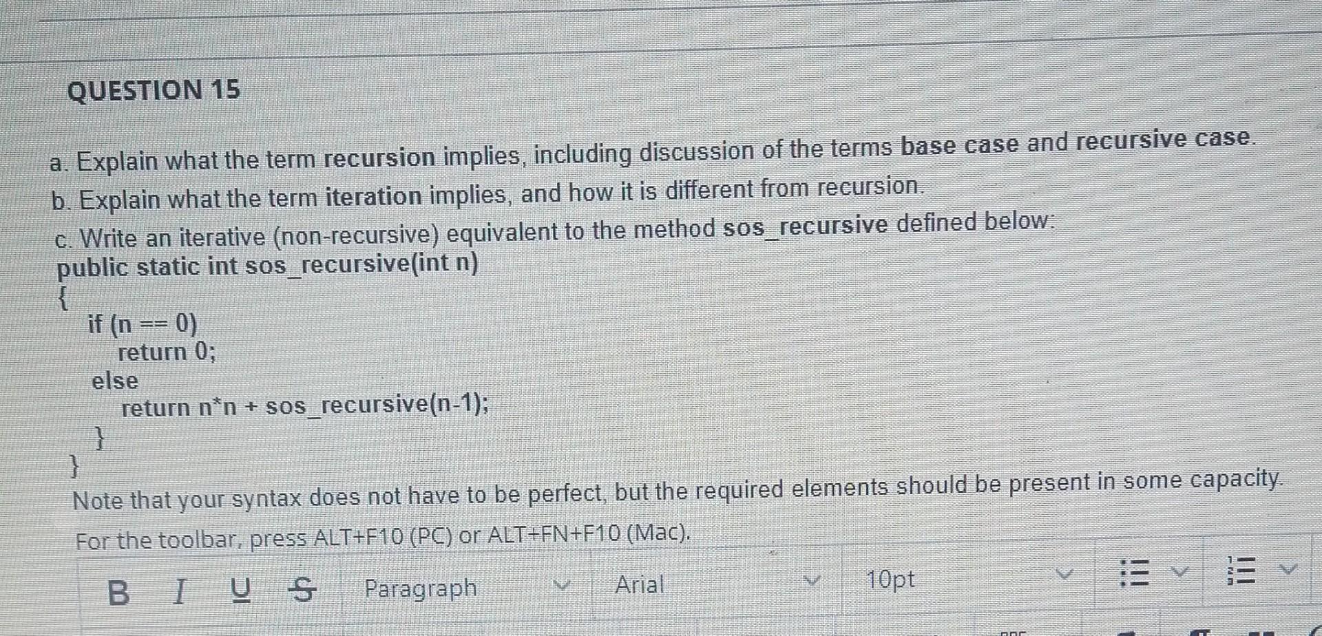 Solved Question 15 A Explain What The Term Recursion 6644