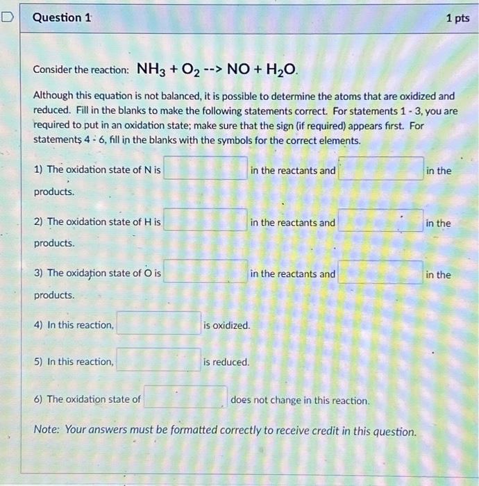 Solved Consider the reaction: NH3+O2−→NO+H2O. Although this | Chegg.com