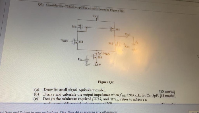 Solved Q2: Consider the CMOS amplifier circuit shown in | Chegg.com