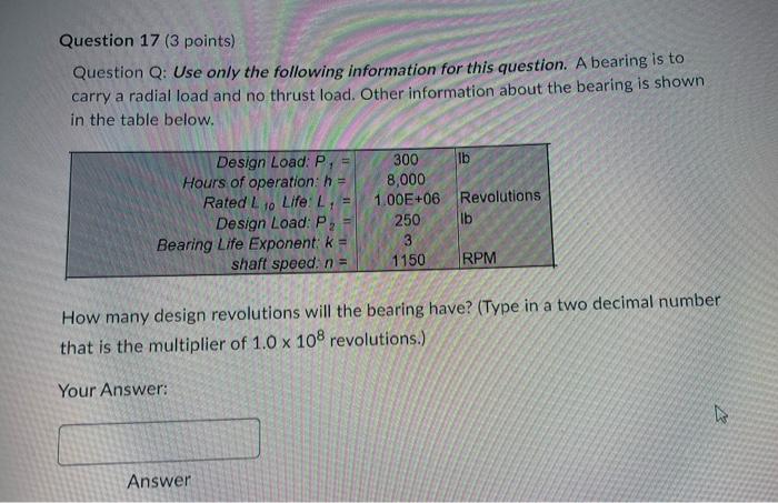 Solved Question 17 (3 points) Question Q: Use only the | Chegg.com