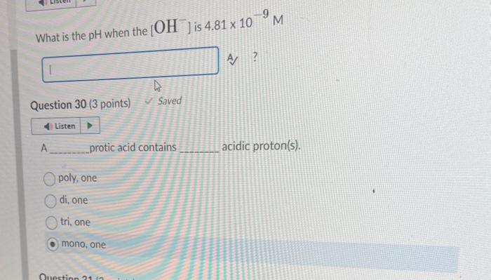 Solved What is the pH when the [OH] is 4.81×10−9M A)? | Chegg.com