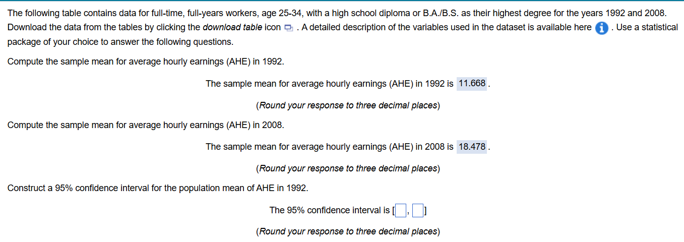 Solved The following table contains data for full-time, | Chegg.com