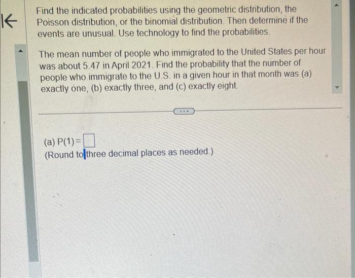Solved Find the indicated probabilities using the geometric | Chegg.com