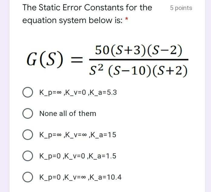 Solved The Static Error Constants for the 5 points equation | Chegg.com