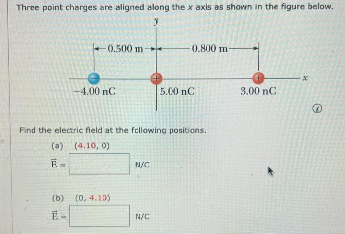 Solved Three point charges are aligned along the \\( x \\) | Chegg.com