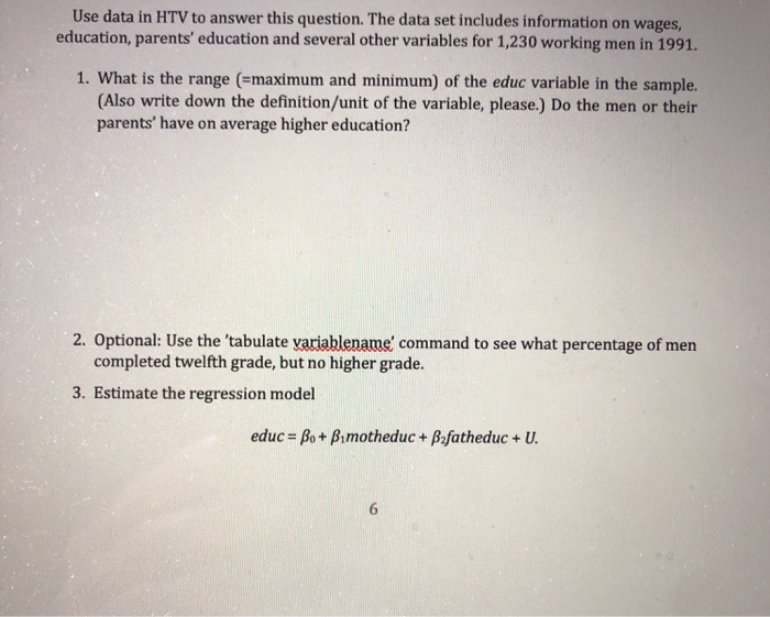 Solved Use data in HTV to answer this question. The data set | Chegg.com