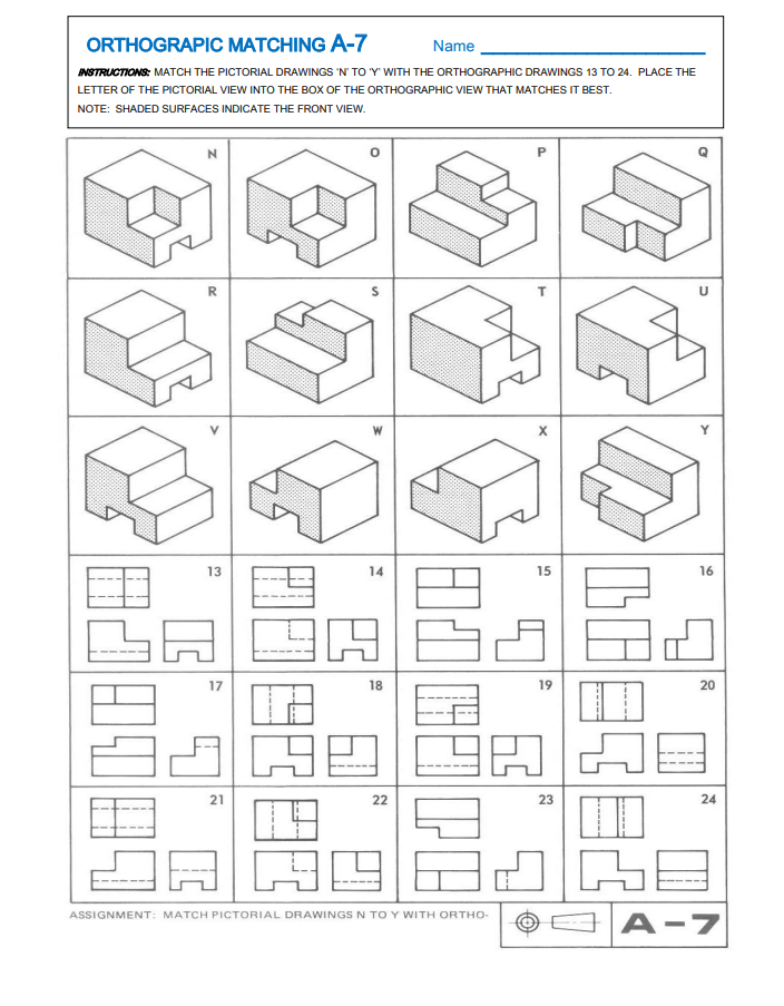 Solved ORTHOGRAPIC MATCHING A-7 ﻿Name aNSTRUCTIONS: MATCH | Chegg.com