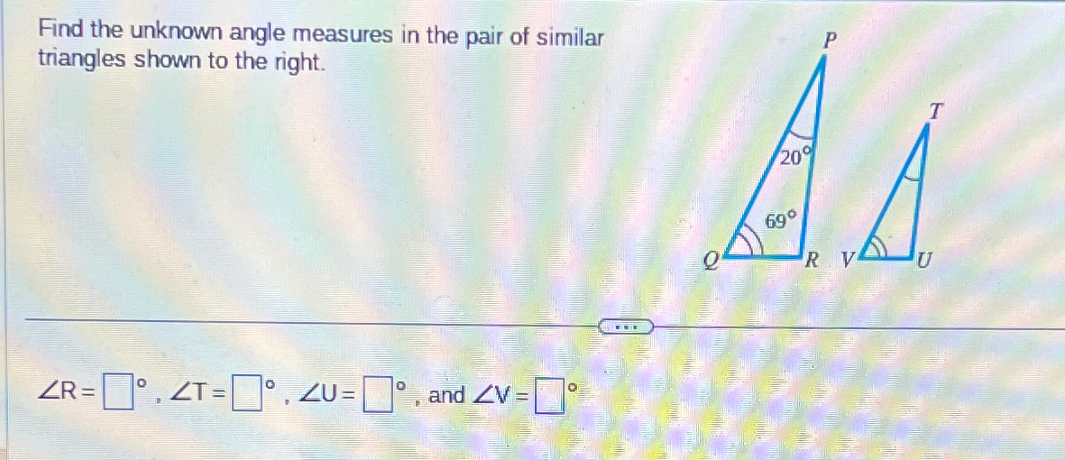 Solved Find the unknown angle measures in the pair of | Chegg.com