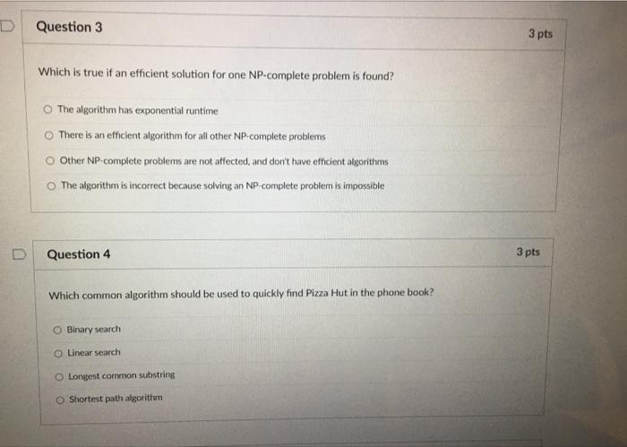 Solved Which is true if an efficient solution for one | Chegg.com