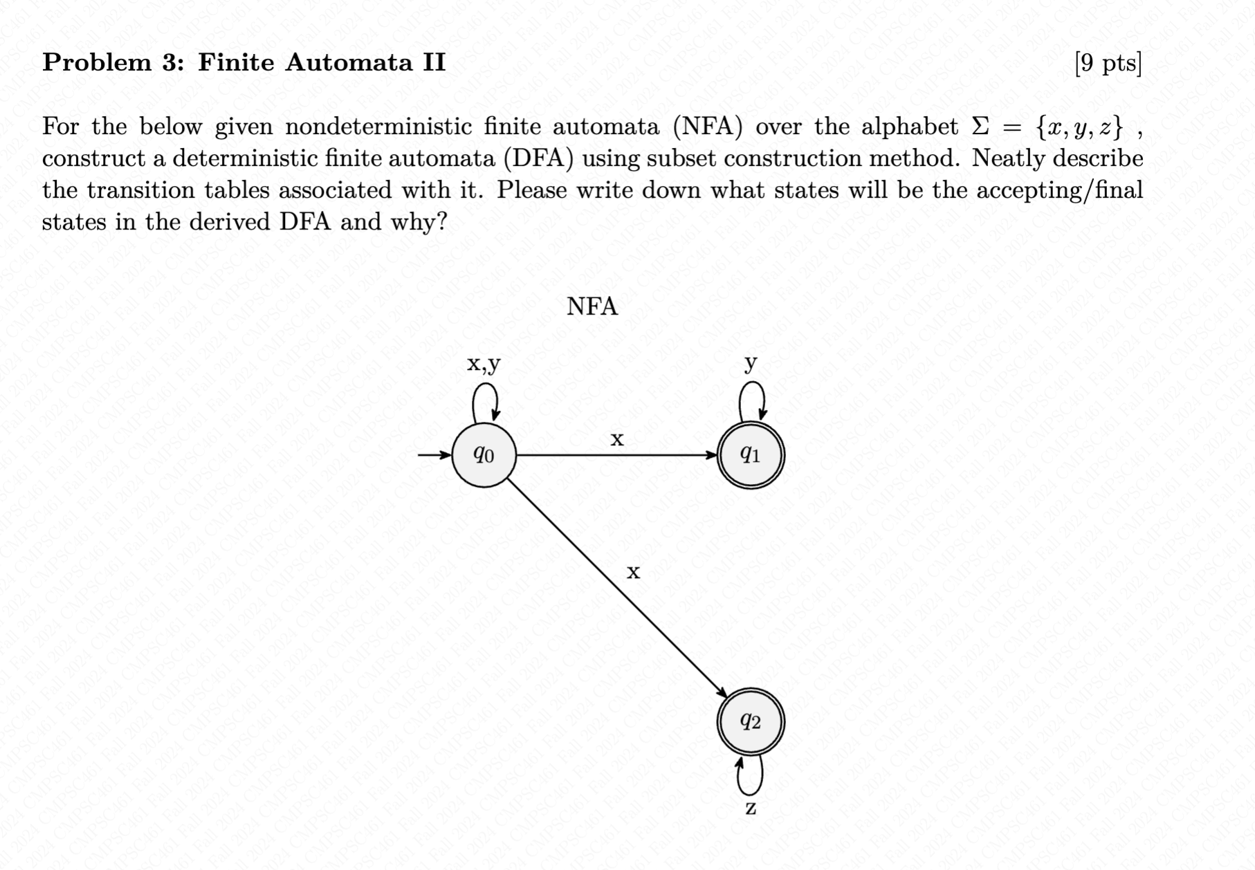 Solved Problem 3: Finite Automata IIFor the below given | Chegg.com