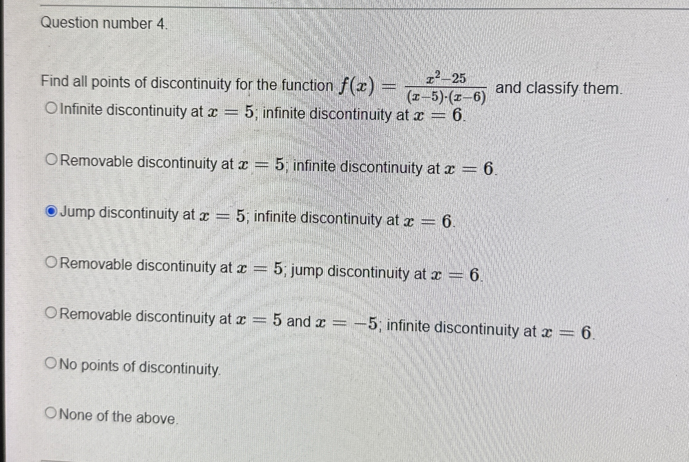 Solved Question number 4.Find all points of discontinuity | Chegg.com