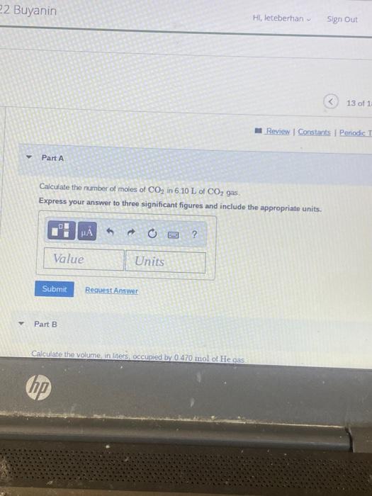 Solved 13 of 1 . Review | Constants Part A Calcuiate the | Chegg.com