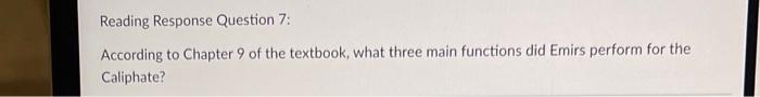 Reading Response Question 7: According to Chapter 9 | Chegg.com