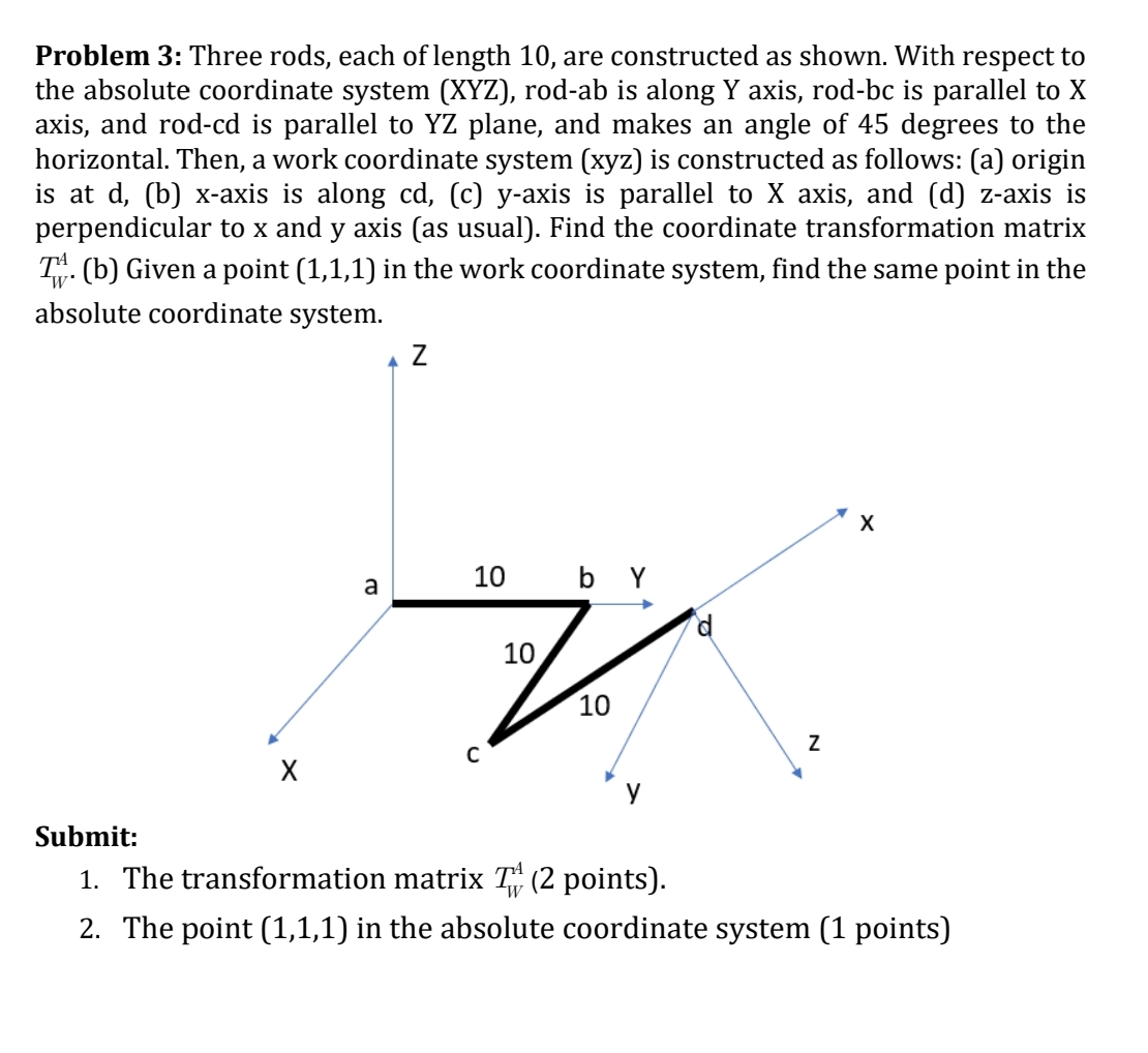Solved Problem 3: Three rods, each of length 10, ﻿are | Chegg.com