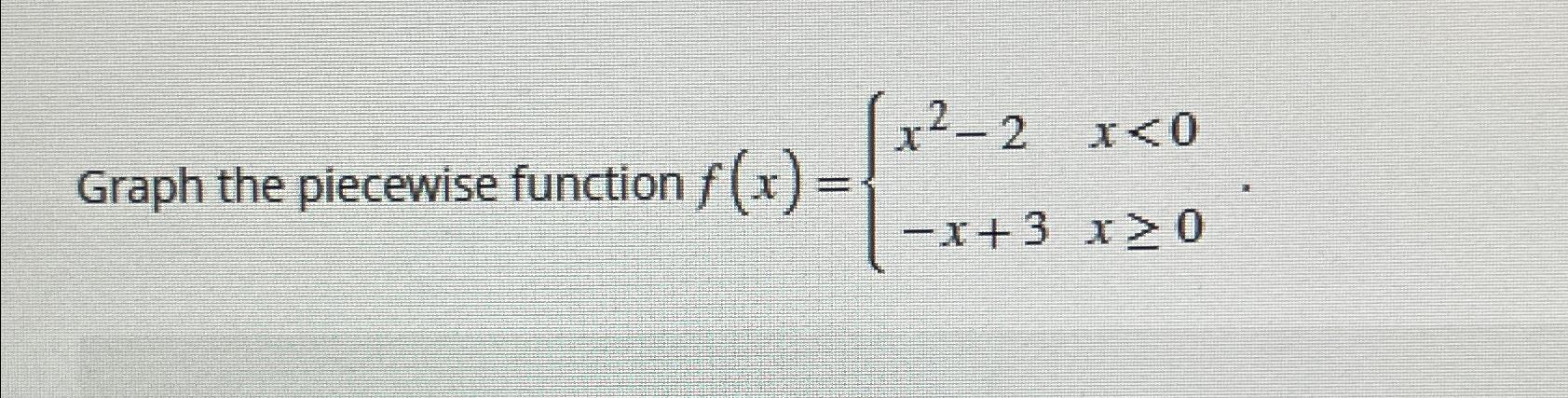 Solved Graph the piecewise function f(x)={x2-2,x