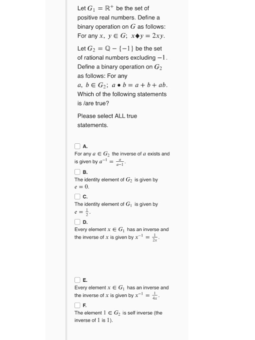 Solved Let G1 = R+ be the set of positive real numbers. | Chegg.com