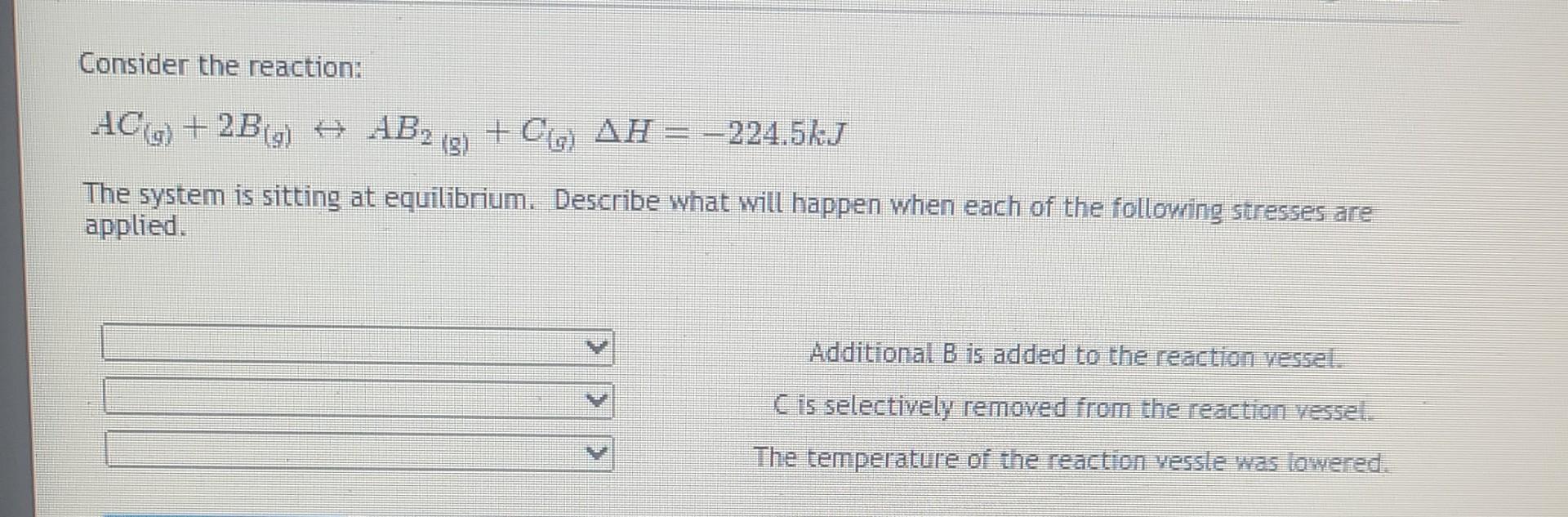 Solved Options: The reaction will shift to the right. the | Chegg.com