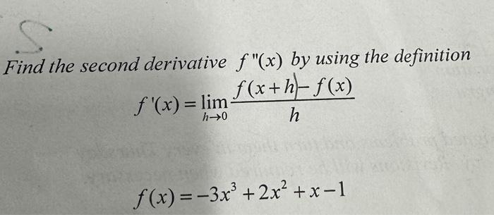 Solved Find the second derivative f′′(x) by using the | Chegg.com