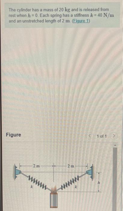 Solved The cylinder has a mass of 20 kg and is released from | Chegg.com