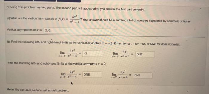 Solved (1 point) This problem has two parts. The second part | Chegg.com