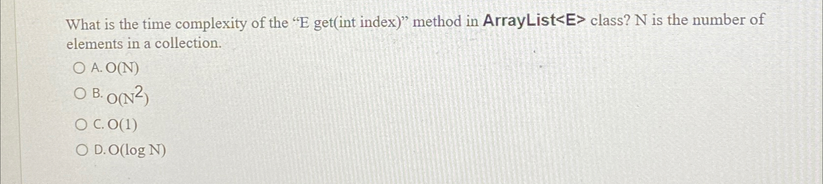 Solved What is the time complexity of the "E get(int index)" | Chegg.com