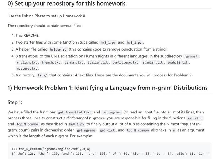 Solved 0) Set up your repository for this homework. Use the | Chegg.com